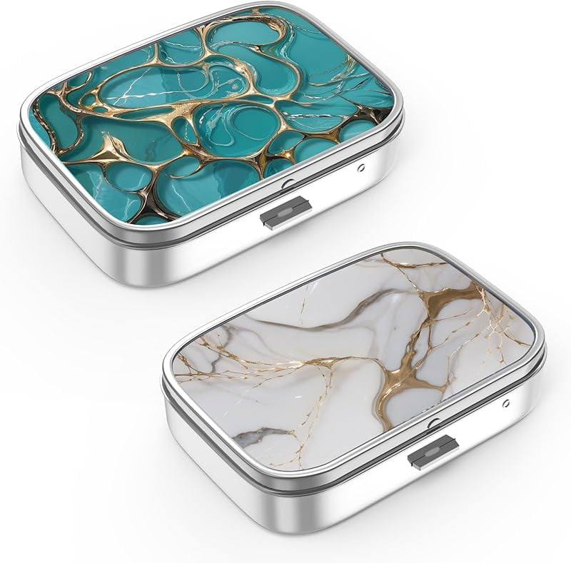 Pill Box 2 Compartment Small Pill Case,Portable for Pocket or Purse ...