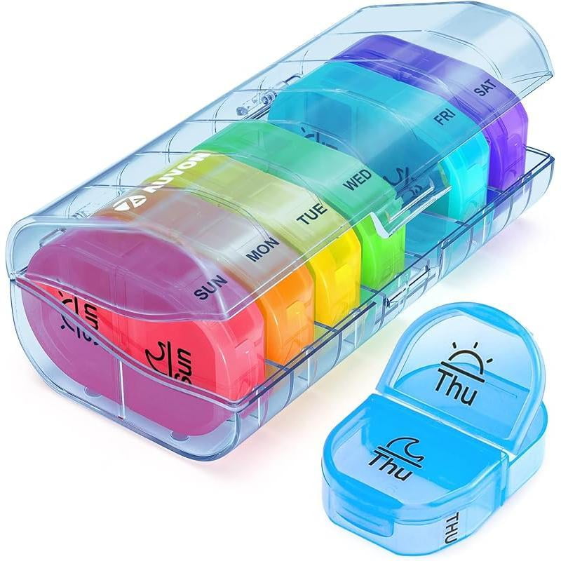 Pill Box 2 Times a Day, Weekly Pill Organizer AM PM with 7 Daily Pocket ...
