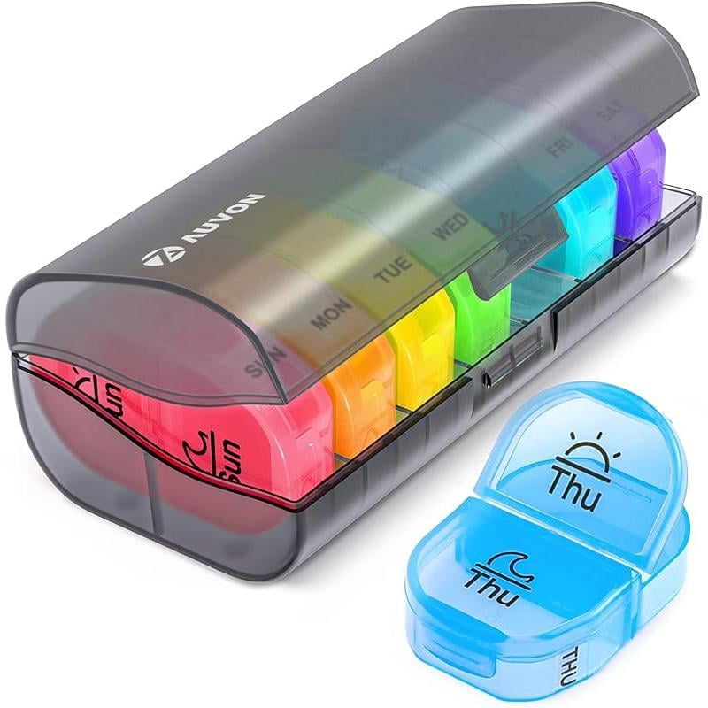 Pill Box 2 Times a Day, Weekly Pill Organizer AM PM with 7 Daily Pocket ...