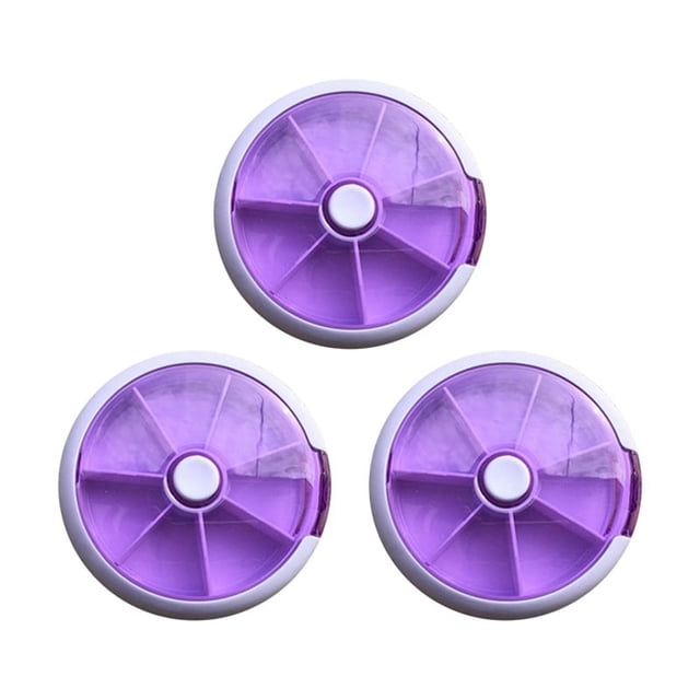 Pill Box, 7 Day Pill Dispenser, Round Pill Box, Mini 7 Day Circular ...