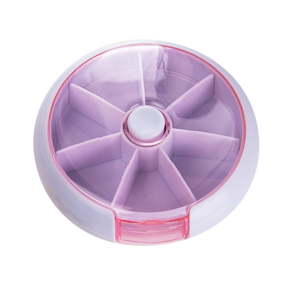 Pill Box 7 Day Round Portable Daily Medicine Tablet Dispenser Organizer ...