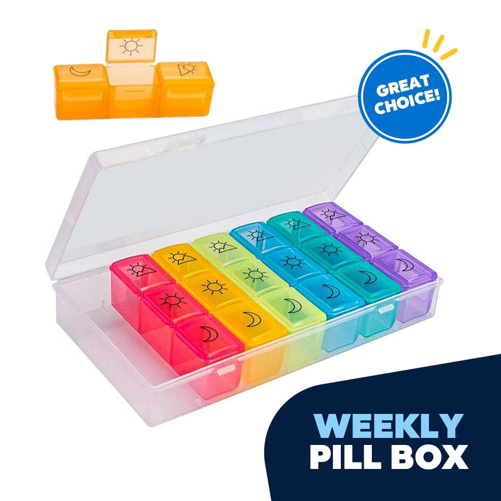 Pill Box 7 Day, Weekly Pill Organizer 3 Times A Day, Including 7 ...