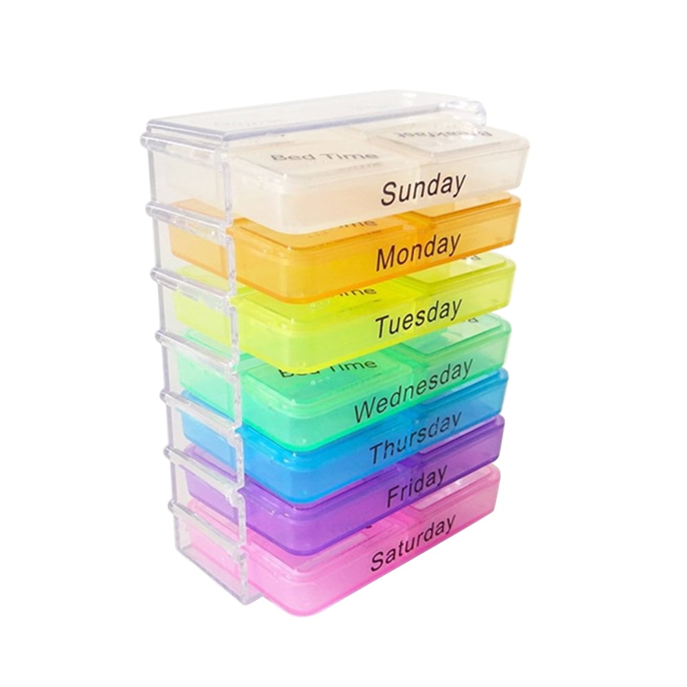Pill Box 7 Days Organizer 28 Grids 4 Times One Day Portable Travel ...