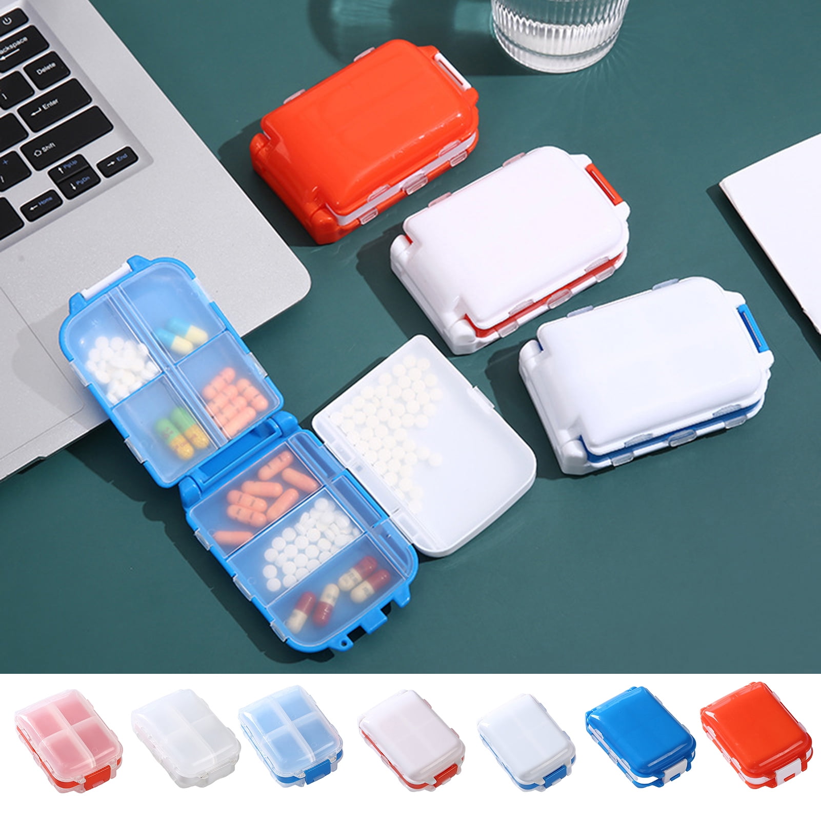 Pill Box Easy to Carry Independent Division Good Sealing Dustproof PP ...