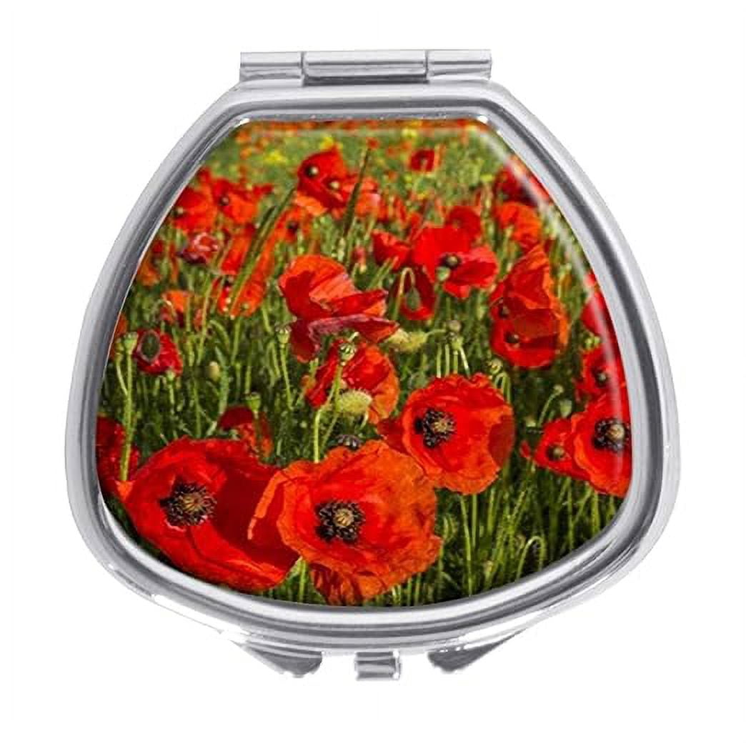 Pill Box,Poppies Flower Fields Pill Case for Purse Pocket Pill ...