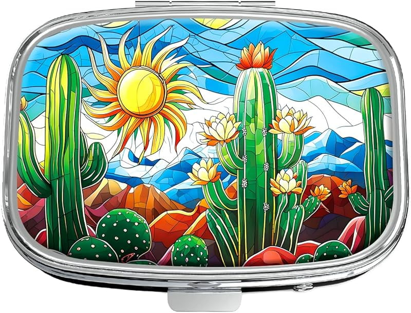 Pill Box, Small Pill Case for Purse & Pocket, Metal Decorative Pill ...