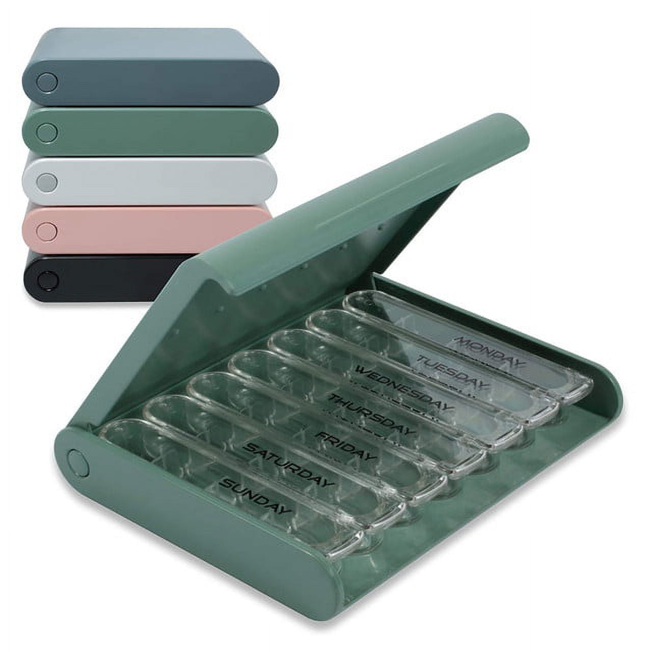 Pill Box for 7 Days, Small and Medium Size Day Dispense, Dusty Green ...