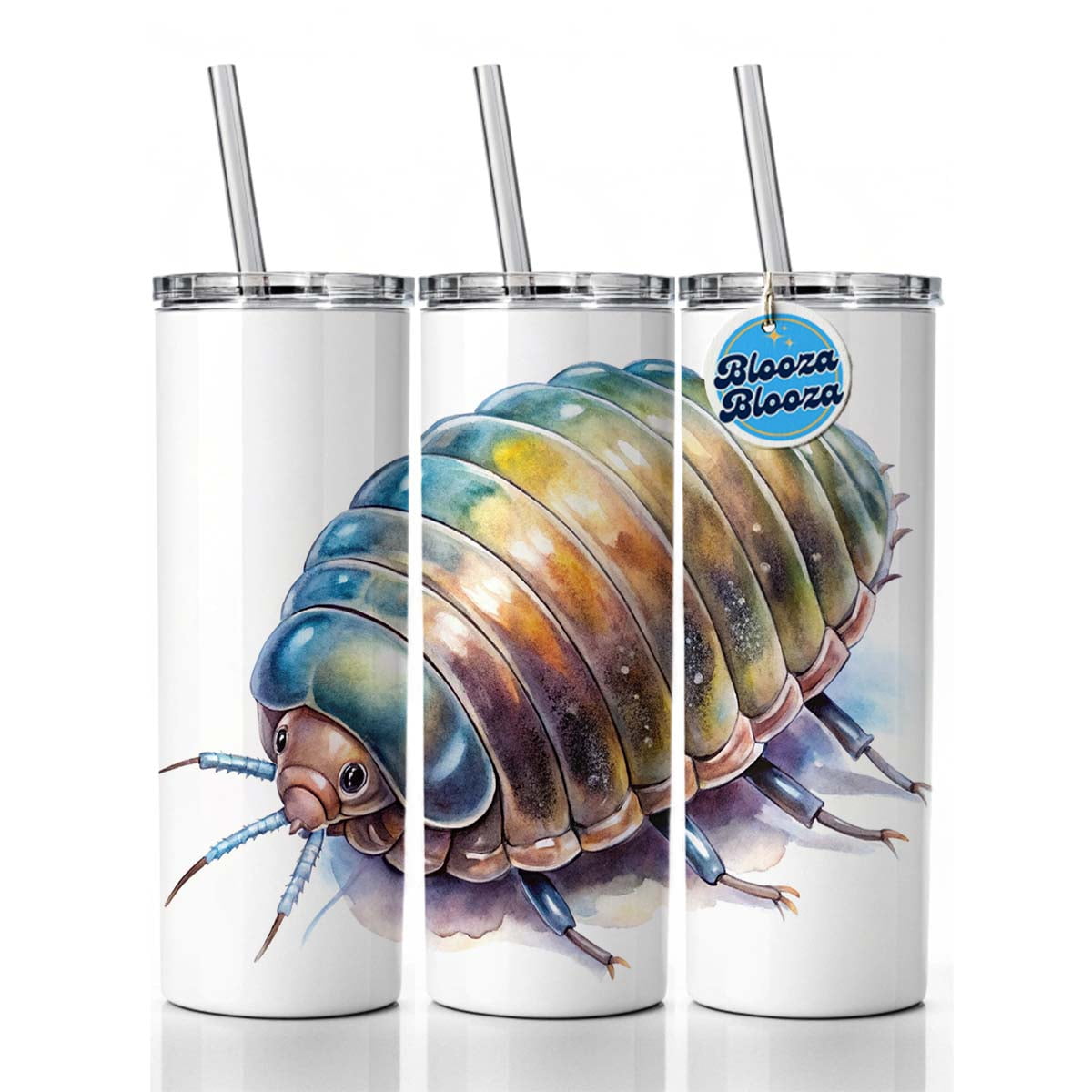 Pill Bug Watercolor 20oz Insulated Water Bottle Skinny Tumbler Includes ...