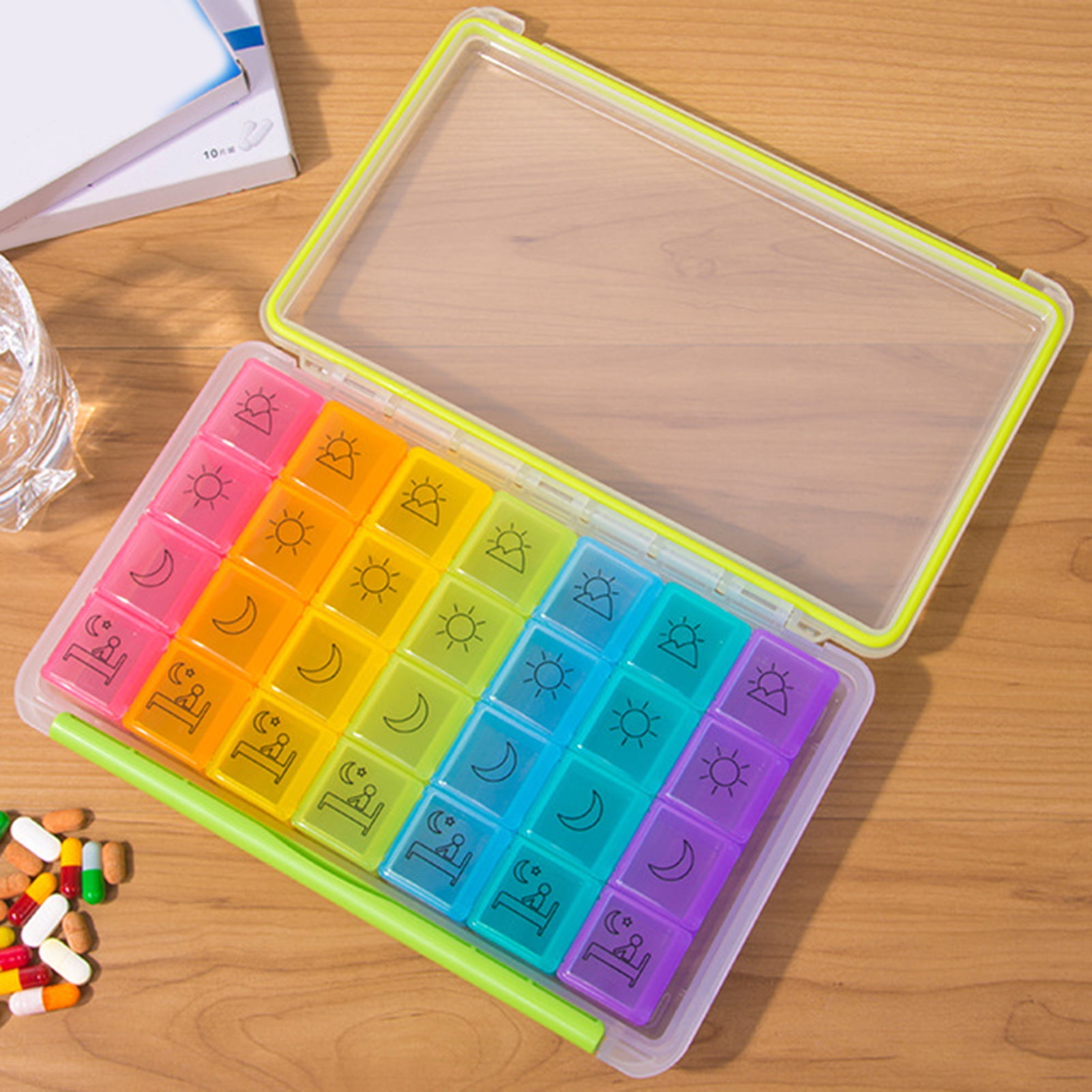 Pill Case Drop-resistant Sealed Well 28 Grids 4 Times a Day 7 Days Pill ...