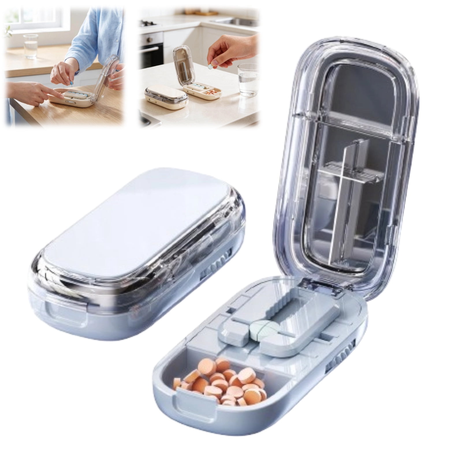 Pill Cutter, Pill Splitter, Adjustable 1/2 1/3 1/4 Splitter for Large ...