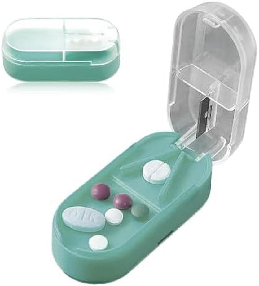 Pill Cutter Travel Pill Organizer, 2025 New 3 Compartment Small Pill ...