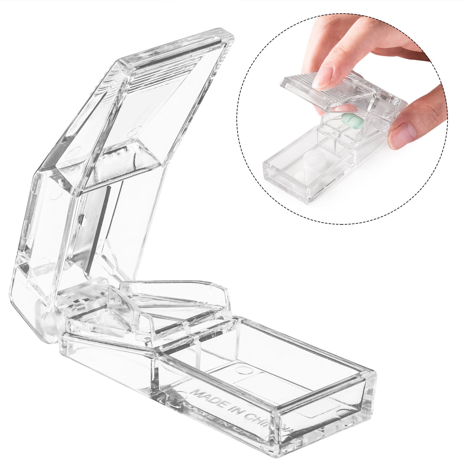 Pill Cutter and Splitter for Cutting Small or Large Pills, Clear ...