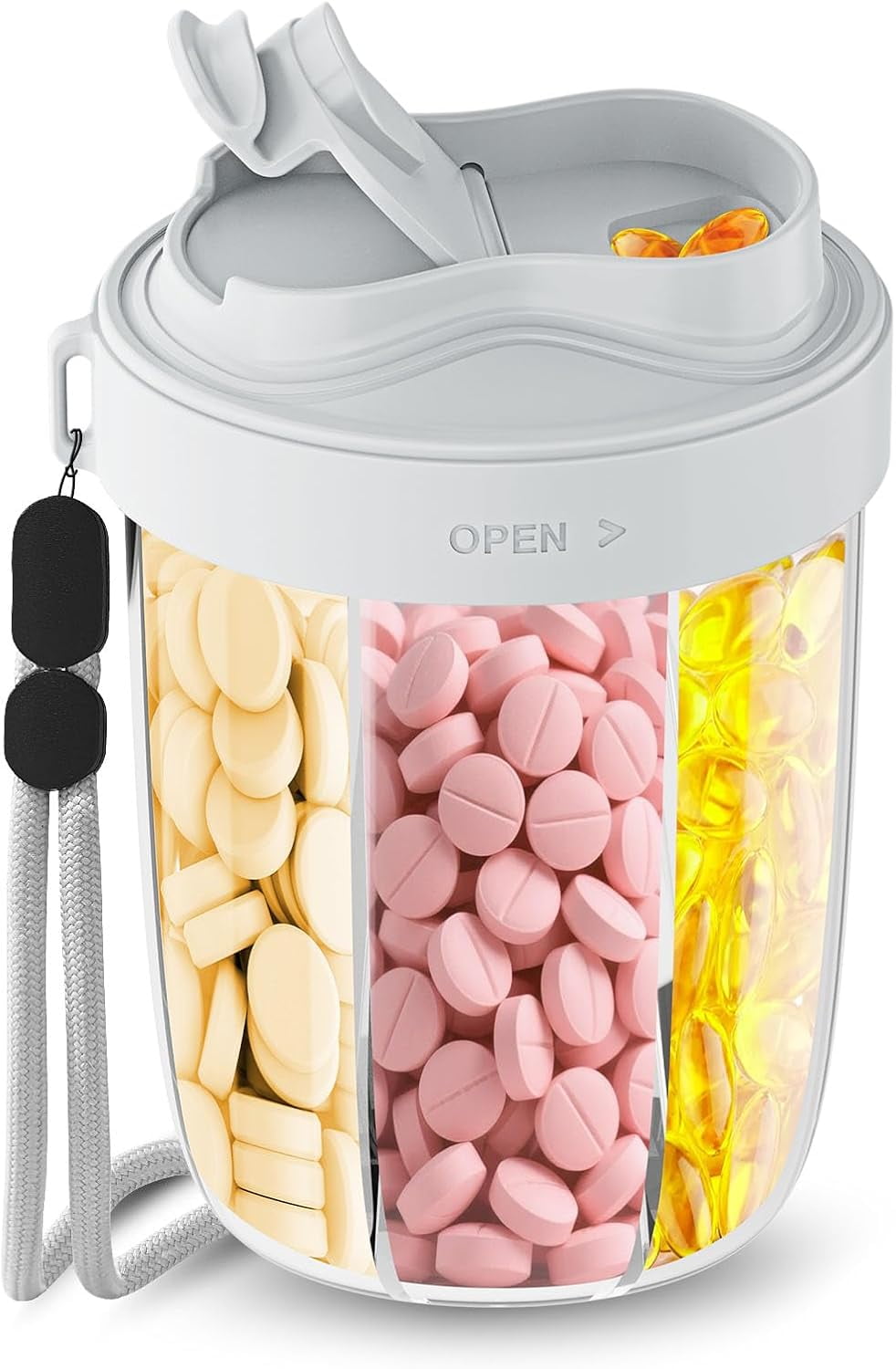 Pill Dispenser with 7 Large Compartments - Portable Pill Organizer for ...