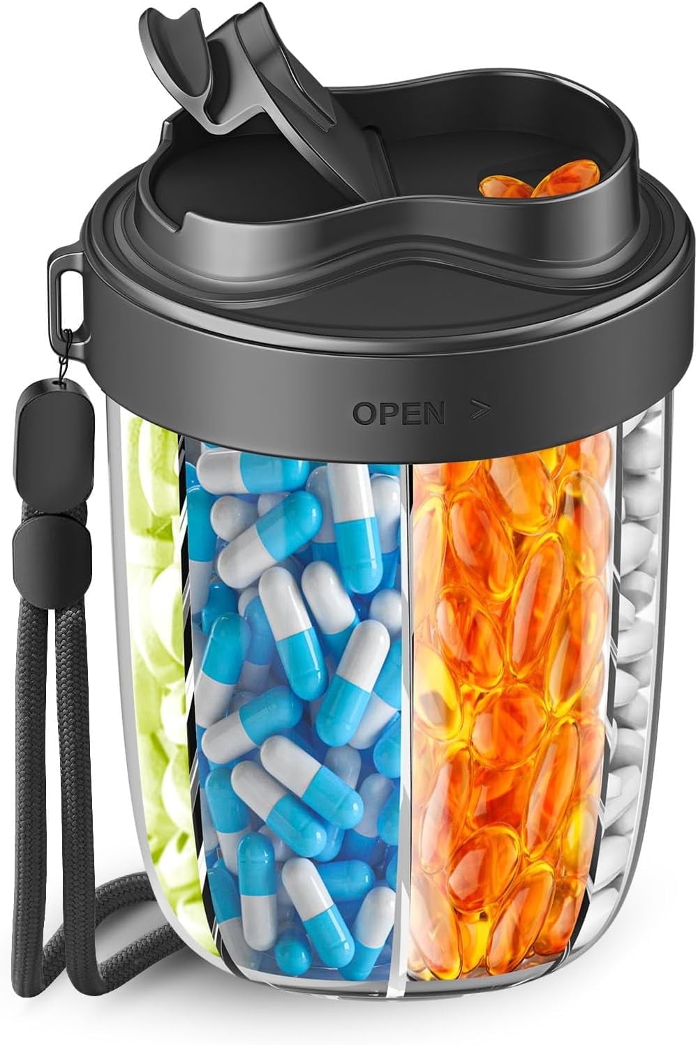 Pill Dispenser with 7 Large Compartments - Portable Pill Organizer for ...
