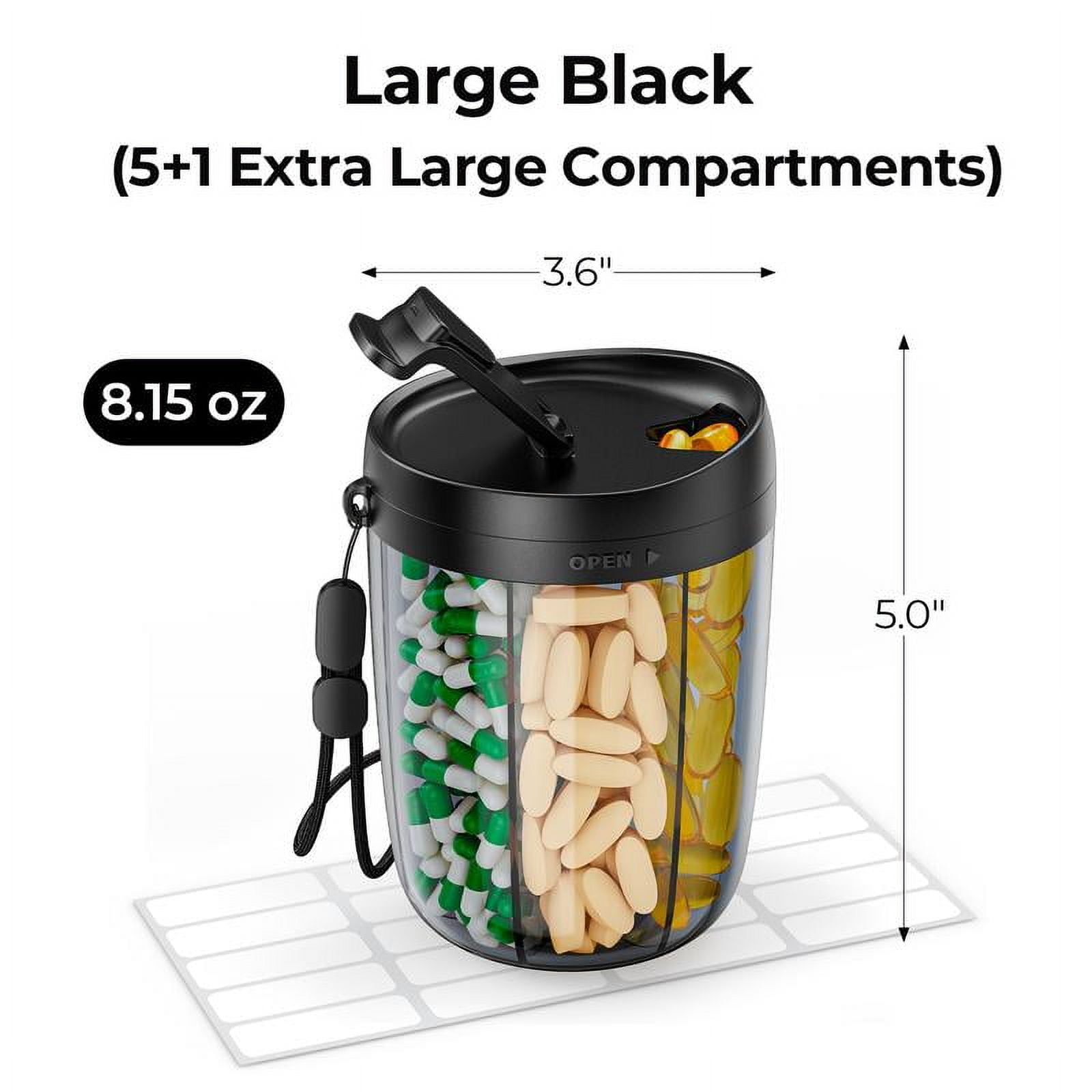Pill Dispenser Bottle with 6 Compartments, Holds Lots of Supplement ...