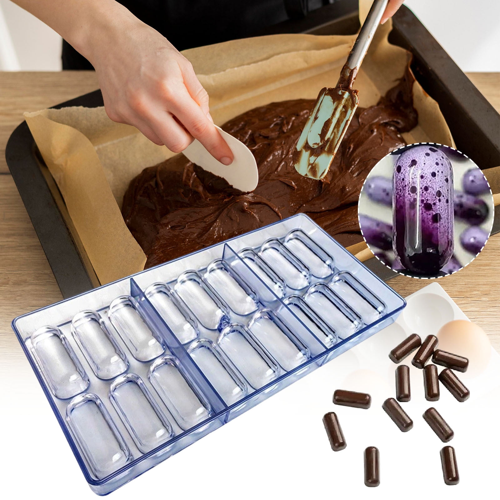Pill Molds for Making Pills, 18-Well Oval Chocolate Molds Safe ...