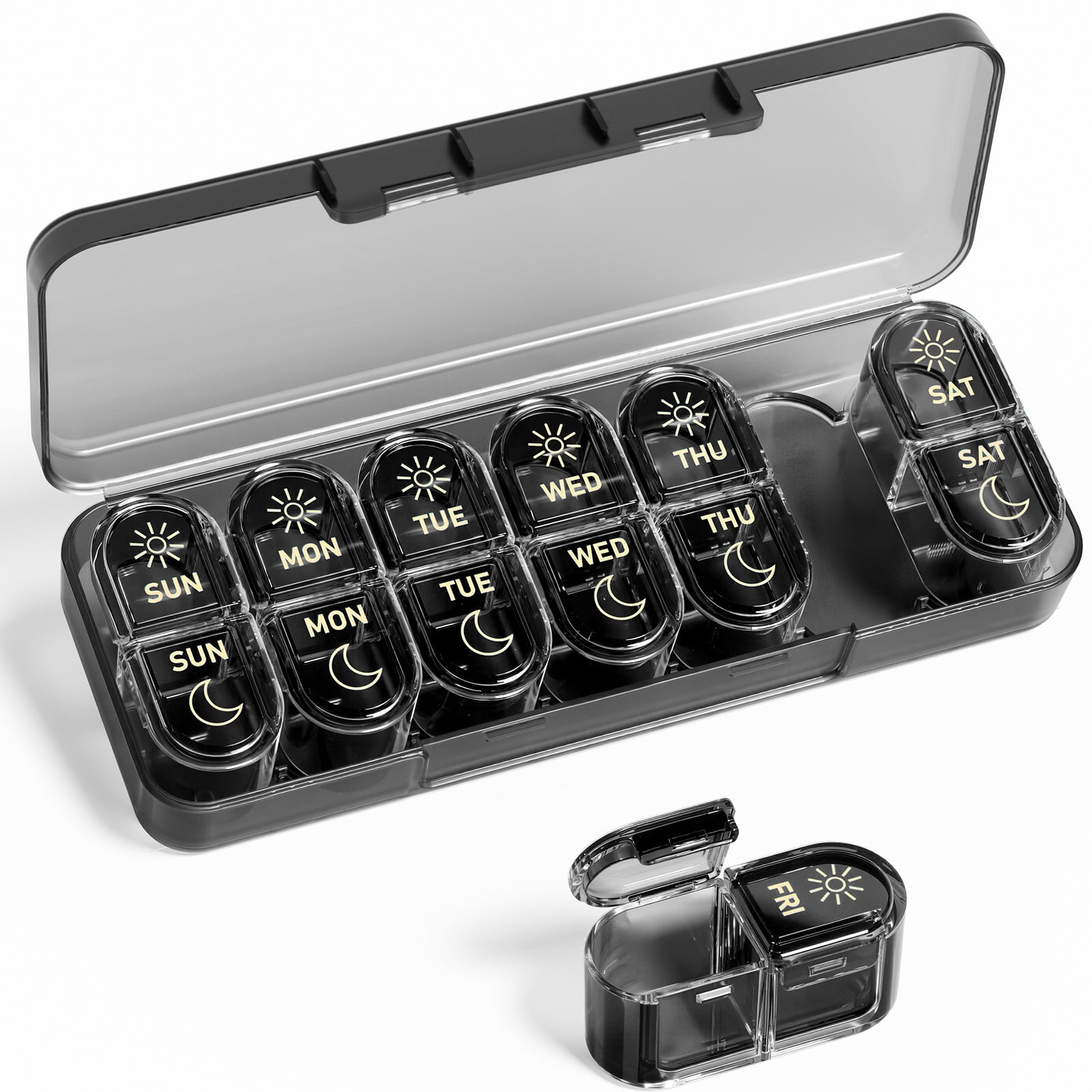 Pill Organizer 2 Times a Day, 7 Day Pill Box AM PM, Weekly Daily ...