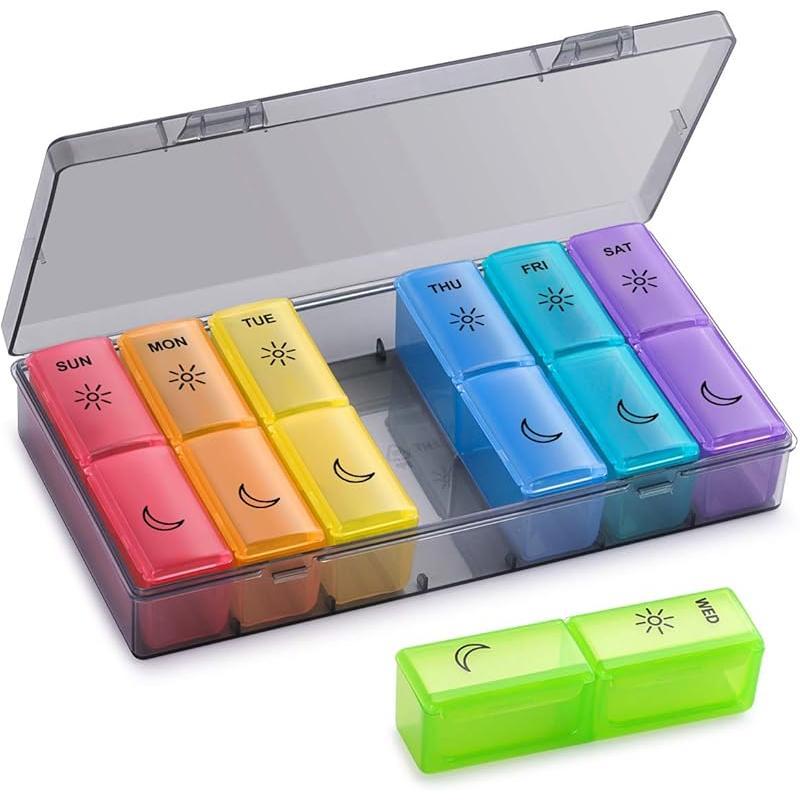 Pill Organizer 2 Times a Day, Large Weekly Pill Box AM PM, 7 Day Pill ...