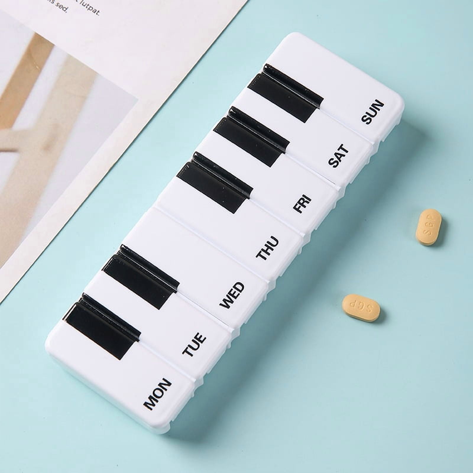 Pill Organizer 7 Day for Travel BPA Free Weekly Pill Organizer Piano ...