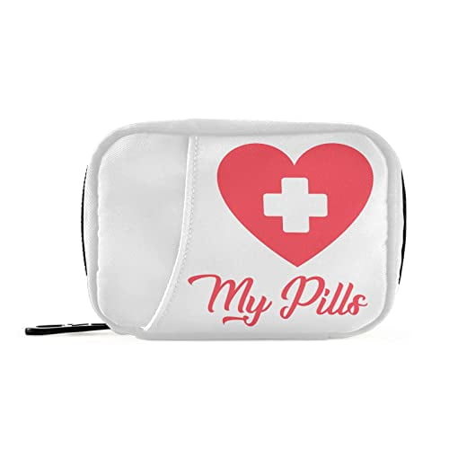 Pill Organizer Cross Red Heart Pill Box 7 Day Pill Case Bag Travel Pill ...