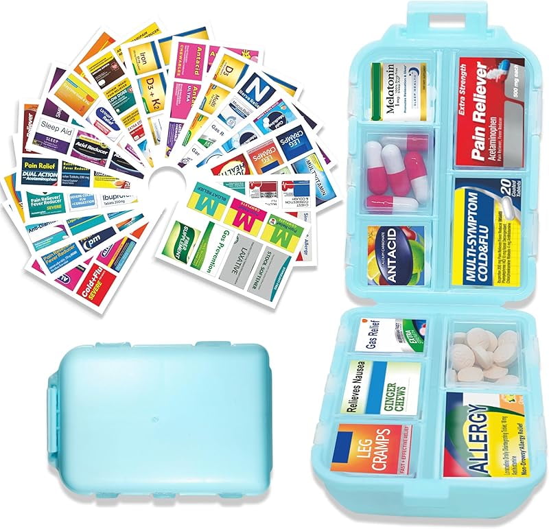 Pill Organizer with Medicine Labels 146 Labels Travel Daily Pill ...