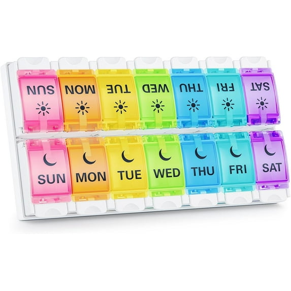 Pill Organizer AM PM Arthritis Friendly, BPA Free Pill Box 2 Times a ...