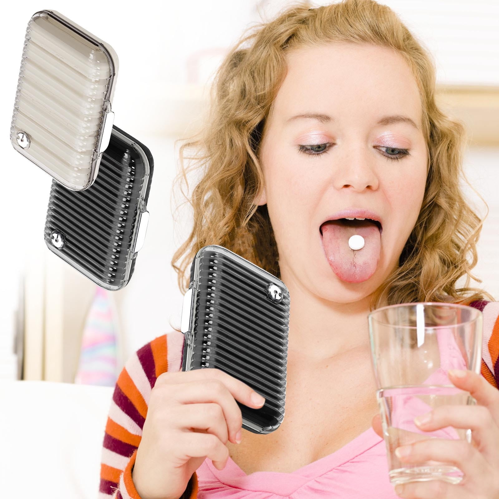 Pill Organizer Portable Medication Dispenser | Three Meals a Day Mini ...