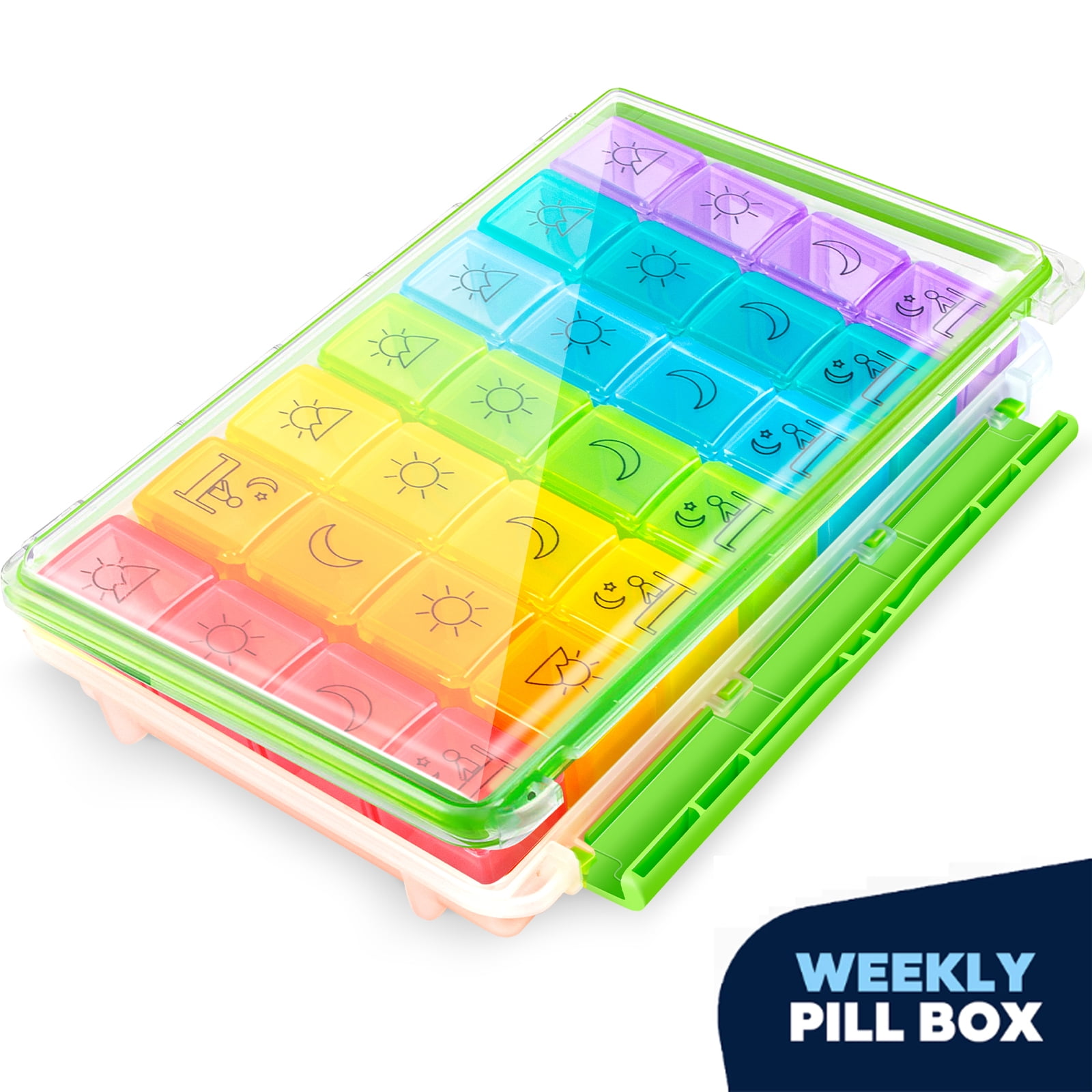 Pill Organizer, Weekly Large Pill Box 4 Times a Day, AM PM Pill Case ...