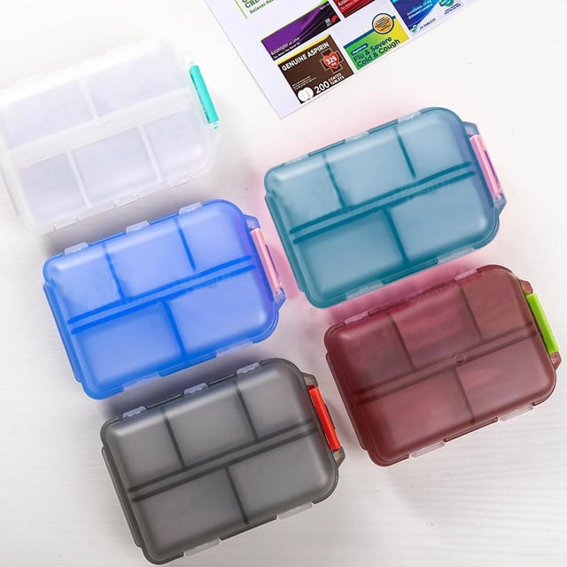 Pill Organizer with 147 DIY Labels 10 Compartments Large Capacity Clear ...