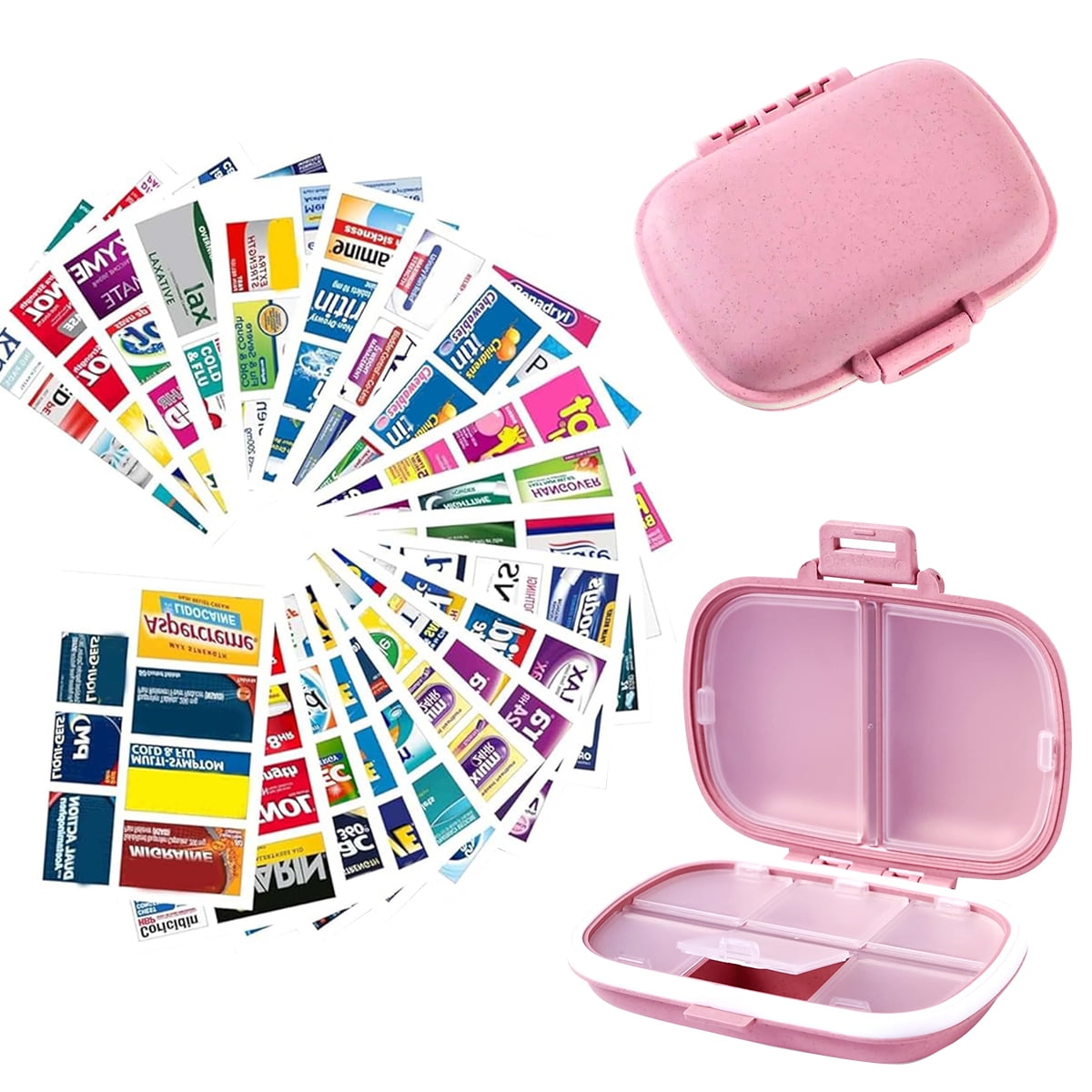 Pill Organizer with 161 Medicine Labels | Mini Daily Medication Storage ...