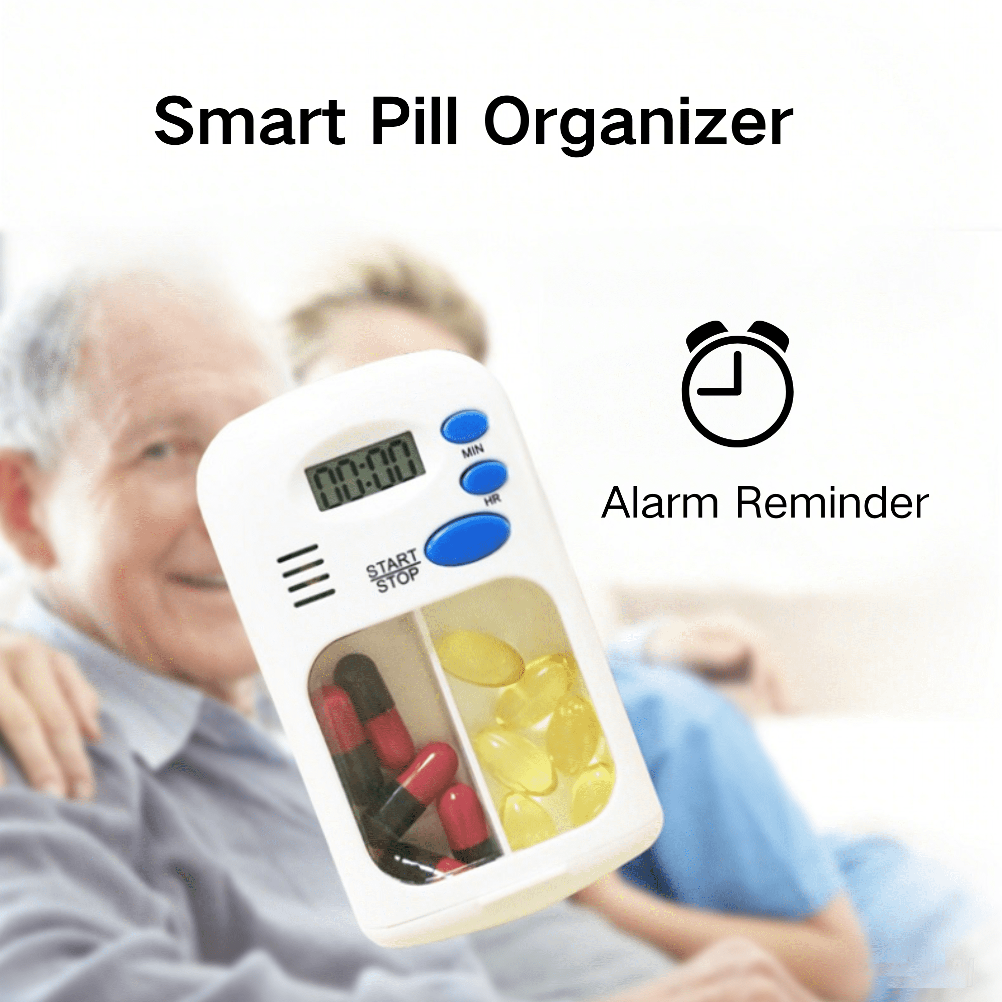 Pill Organizer with Timer Alarm - Portable Travel Pill Box, Auto ...