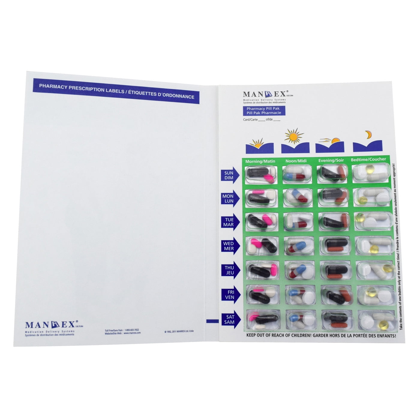 Pill Pak Tri Fold Kit 4X a Day Weekly Pharmacy Blister 5 Pack, Jumbo ...