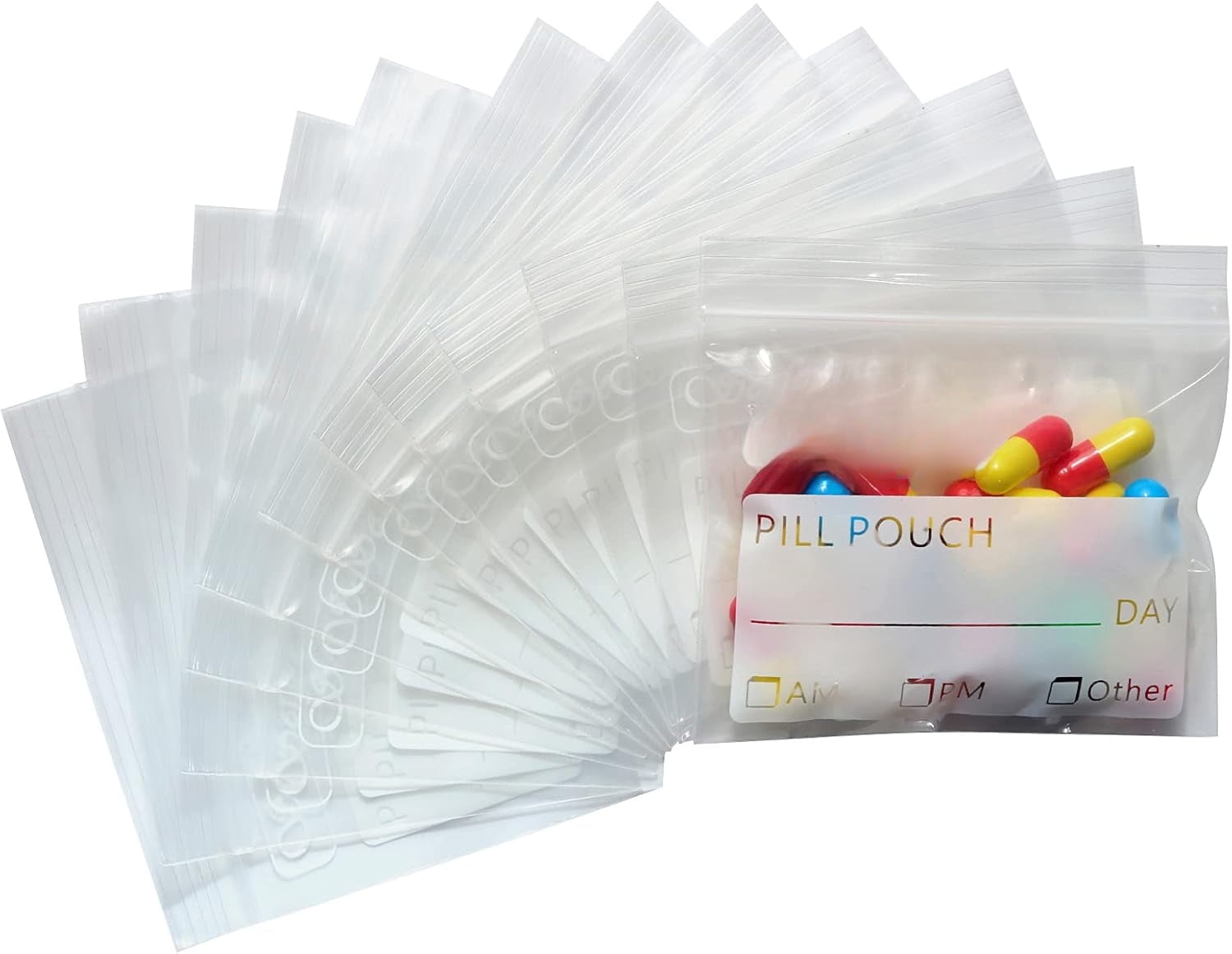 Pill Pouch Bags for Travel Pack of 120 BPA Free 3 x 2.75 inch Reusable ...