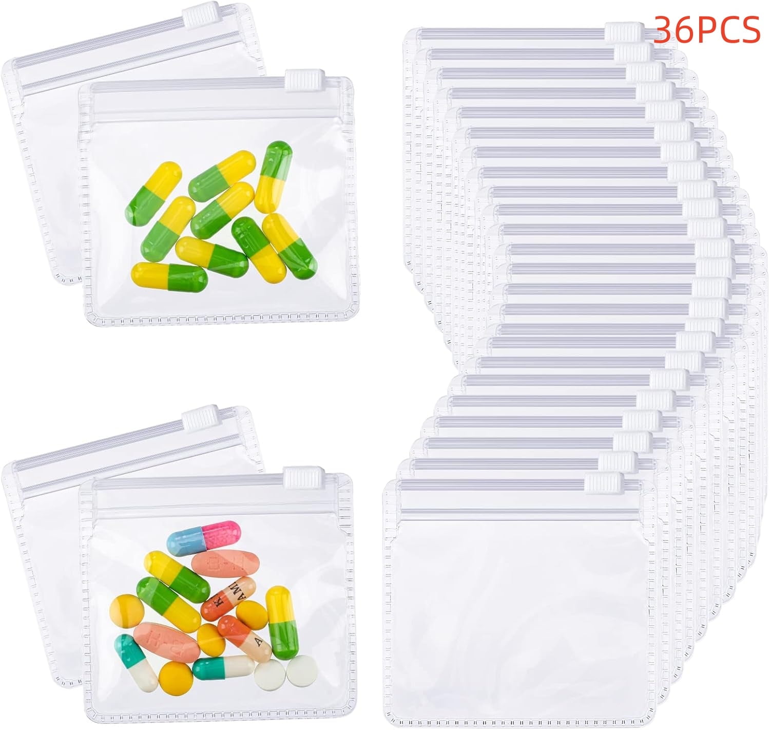 Pill Pouch Bags Zippered Pouch Set Reusable Baggies Clear Plastic Self ...