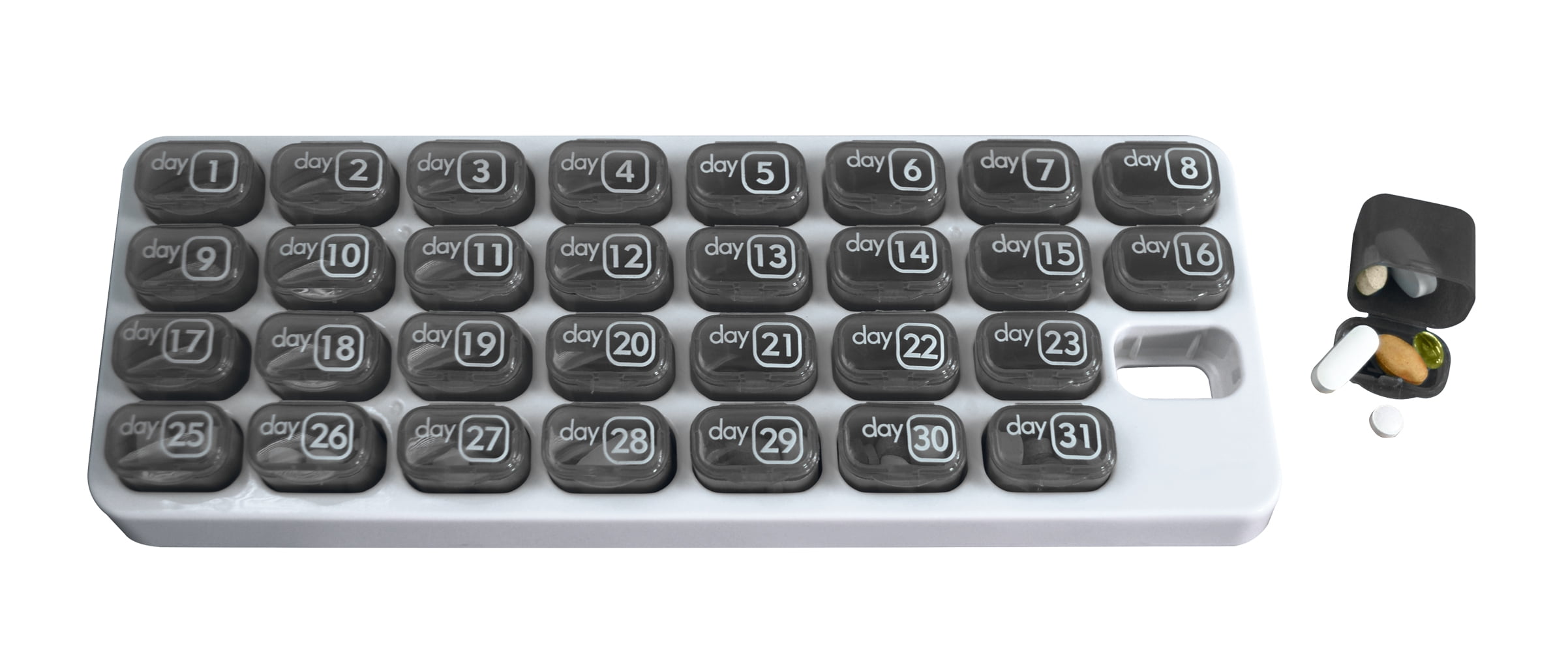 Pill Thing 31 Day Gray Single Pod Pill Organizer, Monthly Medication ...