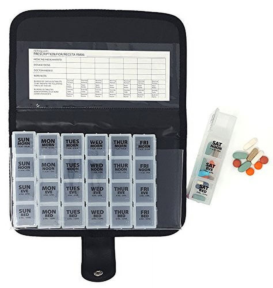 Pill Thing Weekly 7-Day Medication Organizer for Travel, 4X a Day ...