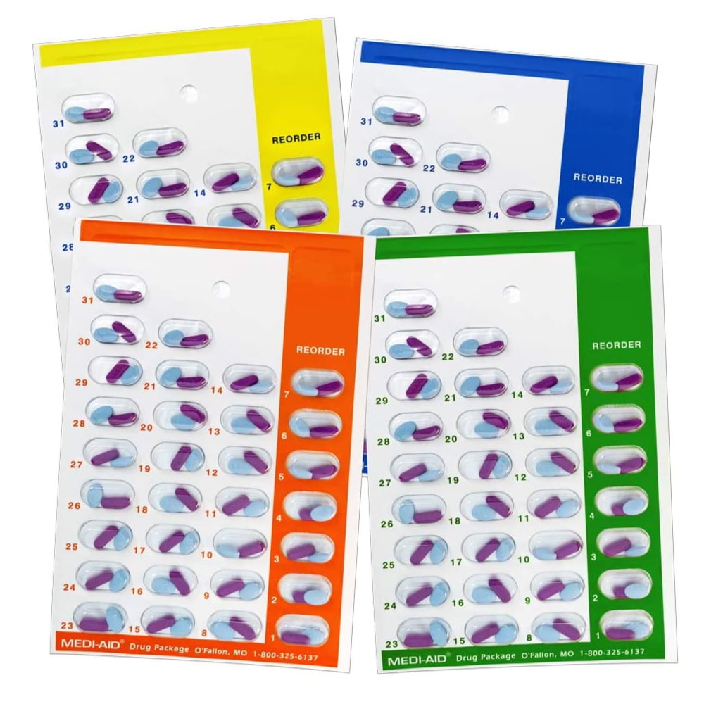 Pill Thing Monthly Medication Blister Card, Cold Seal, Multicolor, 4 ...