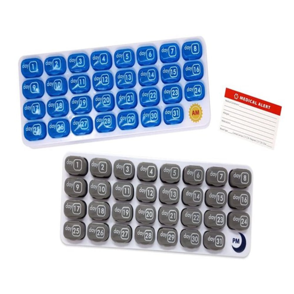 Pill Thing Monthly Pill Organizer- AM/PM Daily Planner, 31 Day Pill Box ...