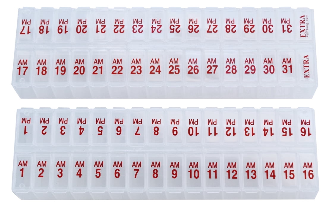 Pill Thing Twice-a-Day Monthly Medicine Box - AM/PM Medicine Holder ...