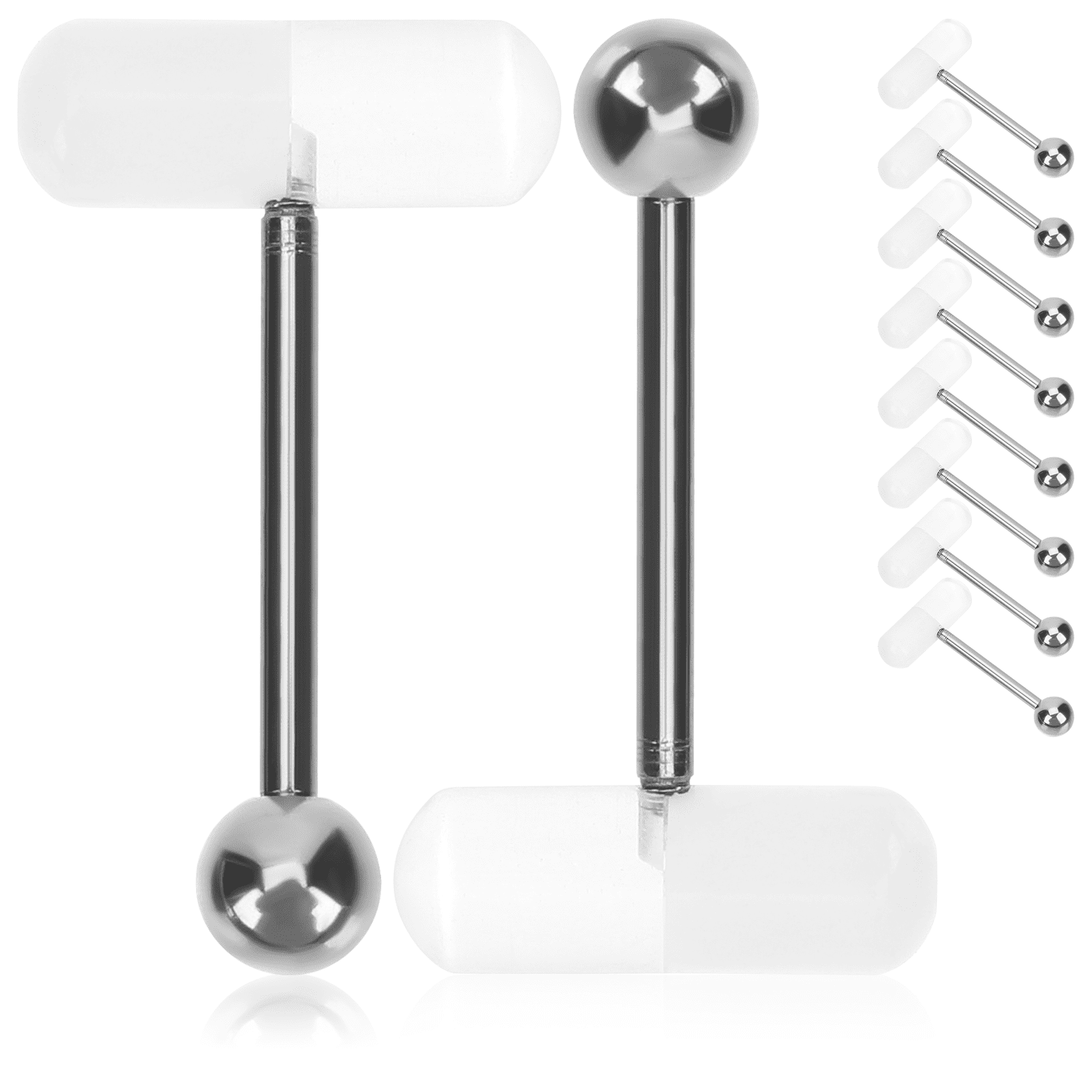 Pill Tongue Ring Belly Button Body Piercing Jewelry Stainless Steel ...