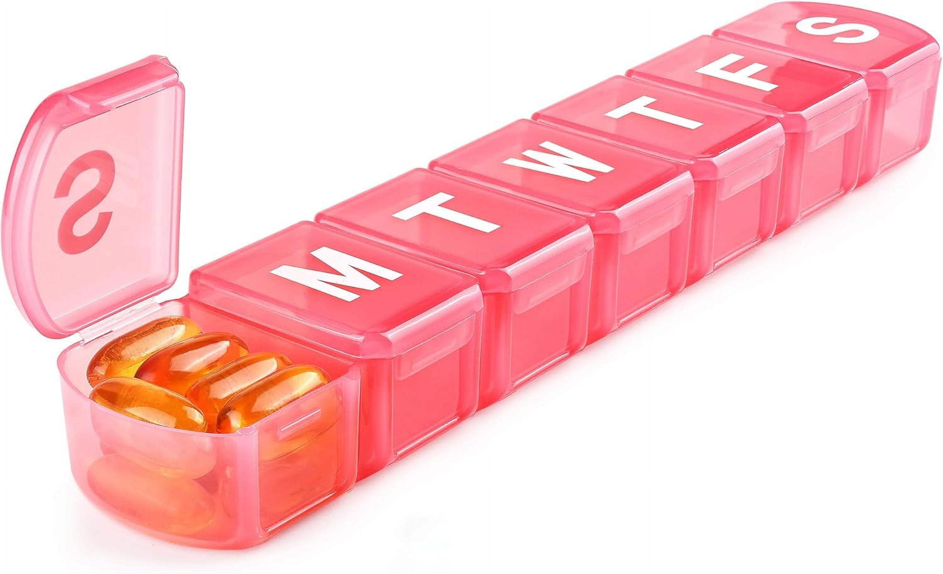 Pill organizer for 7 days a week, giant pill dispenser box for 1 week ...
