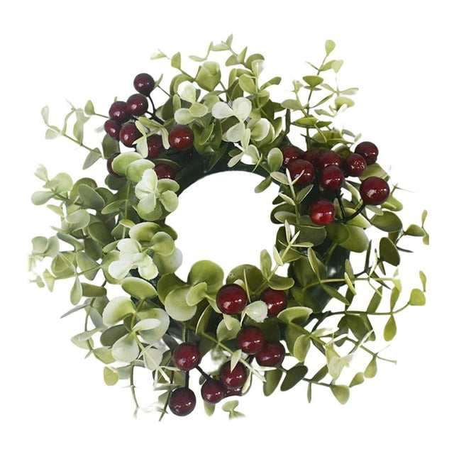Walmart Pillar Candle Rings Wreath, Artificial Leaves Tabletop ...