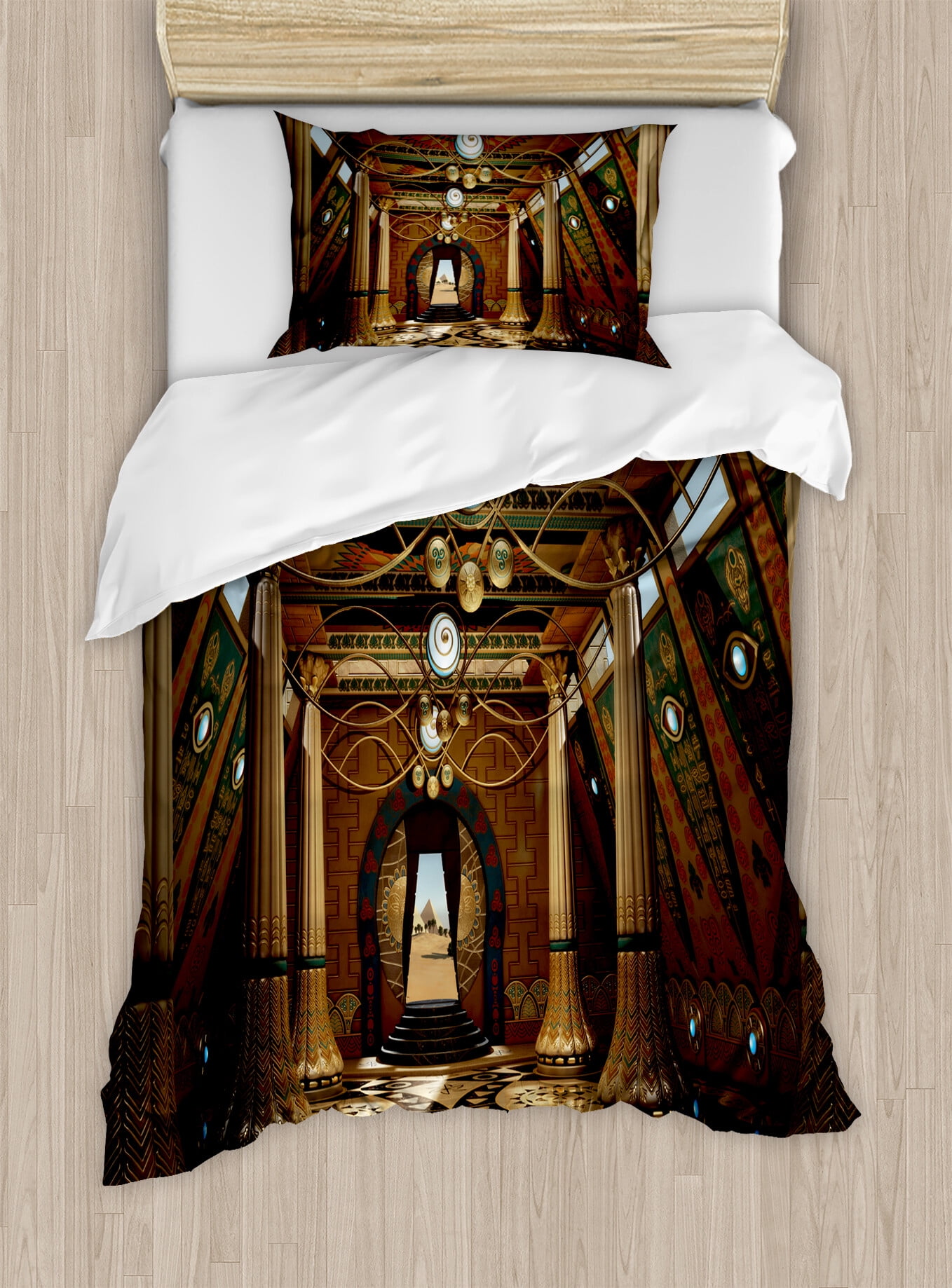 Pillar Duvet Cover Set, Graphics of a Building Interior in the Fantasy ...