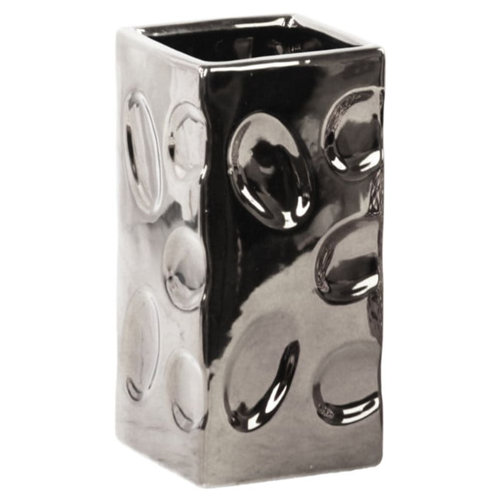 Pillar Shaped Square Vase with Dimpled Design -Silver-Benzara - Walmart.com