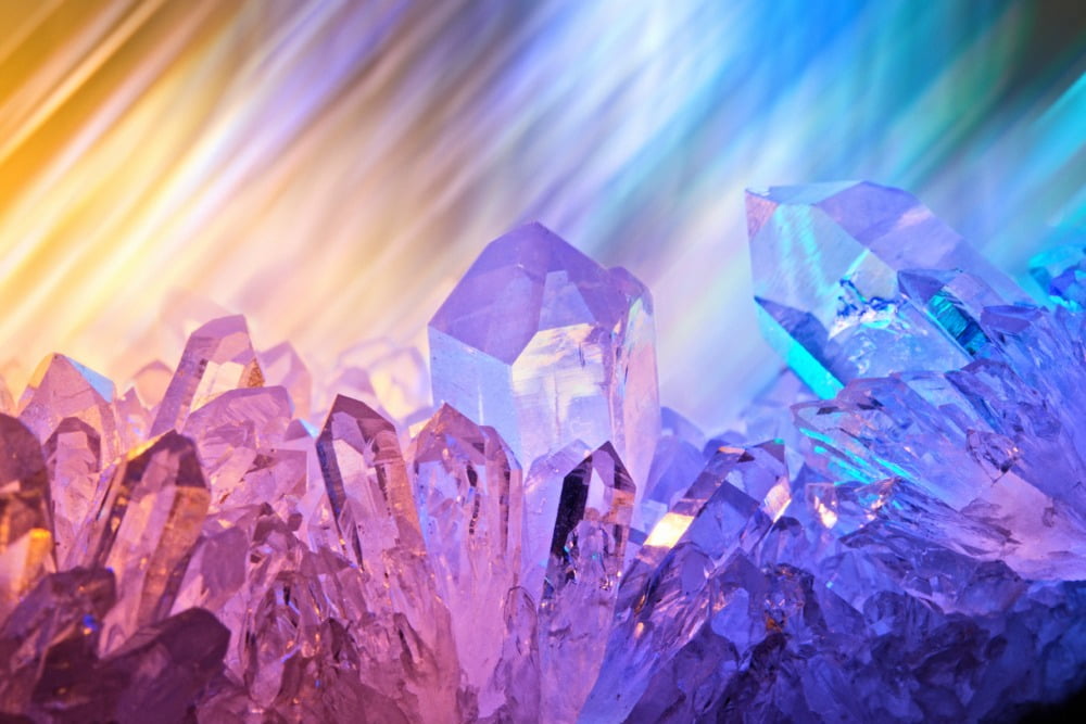 Pillars of Quartz Crystals in a Colorful Light Display, Photography ...