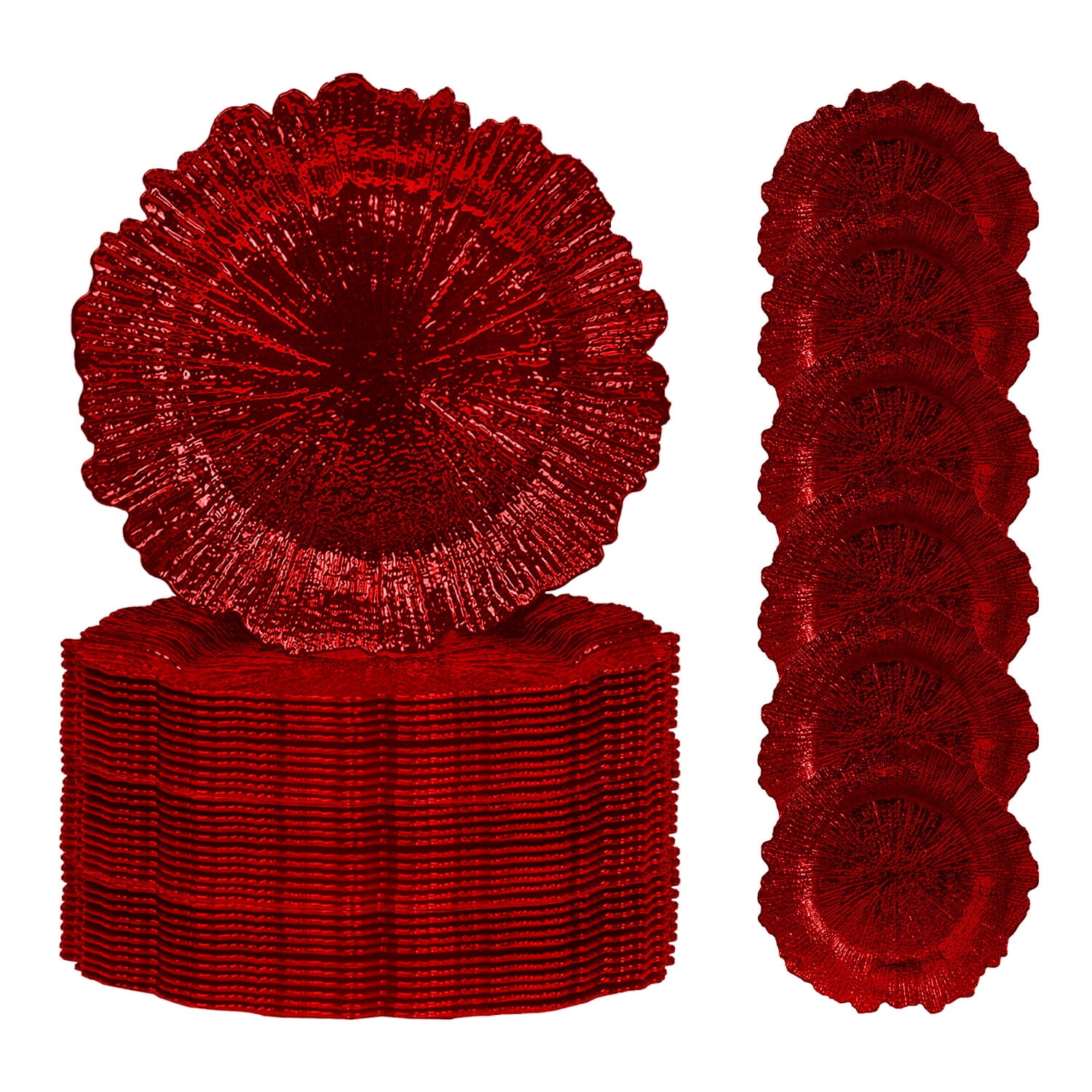Pillfn 13 Inch Red Charger Plates Plastic Plate Chargers for Table ...