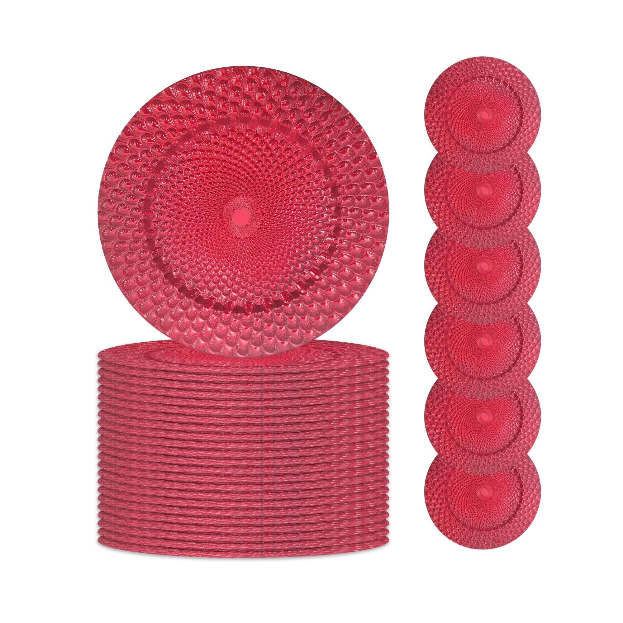 Pillfn 13 Inch Red Charger Plates Plastic Plate Chargers for Table ...