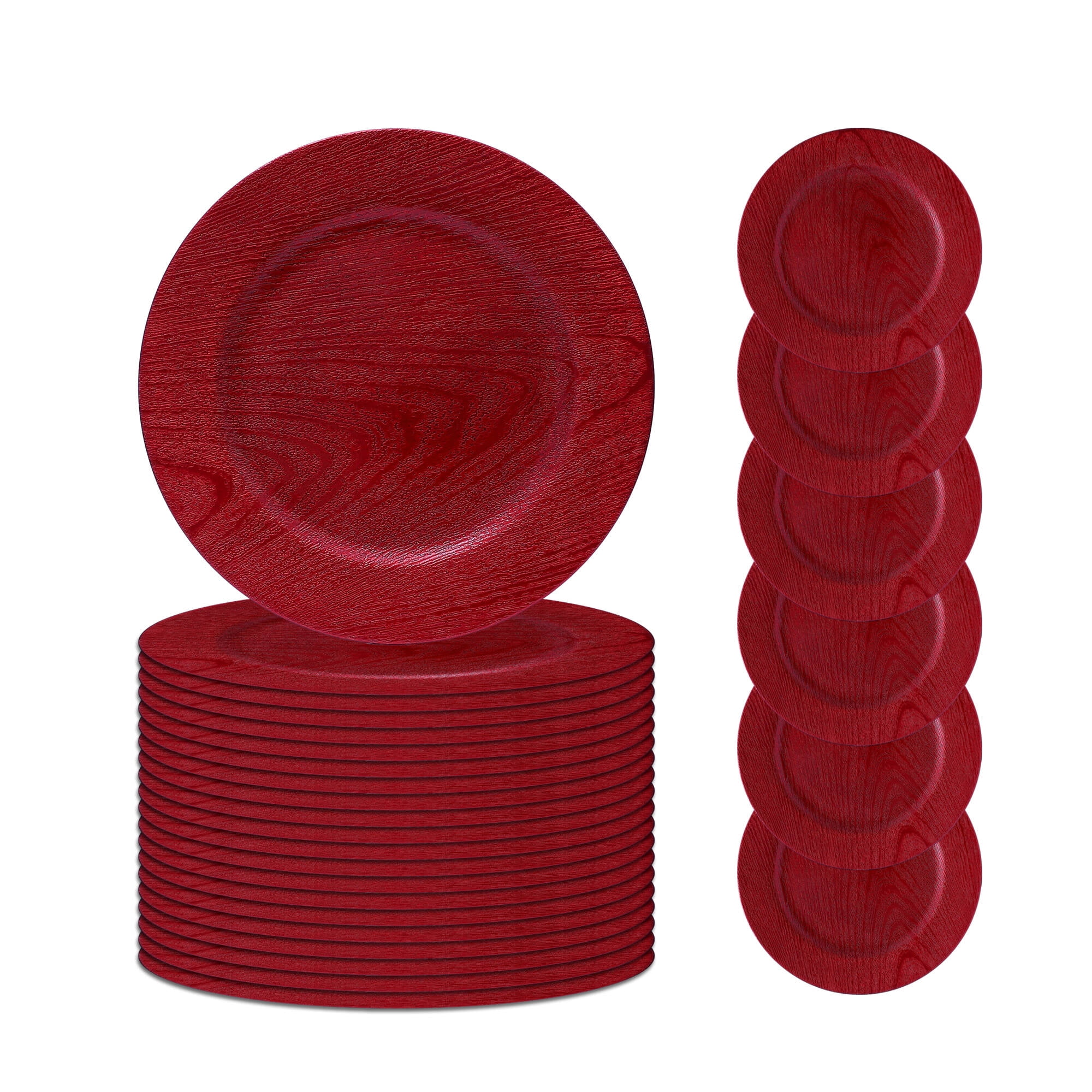 Pillfn 13 Inch Red Charger Plates Plastic Plate Chargers for Table ...