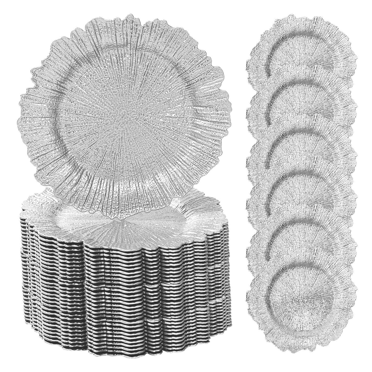Pillfn 13 Inch Silver Charger Plates Plastic Plate Chargers for Table ...