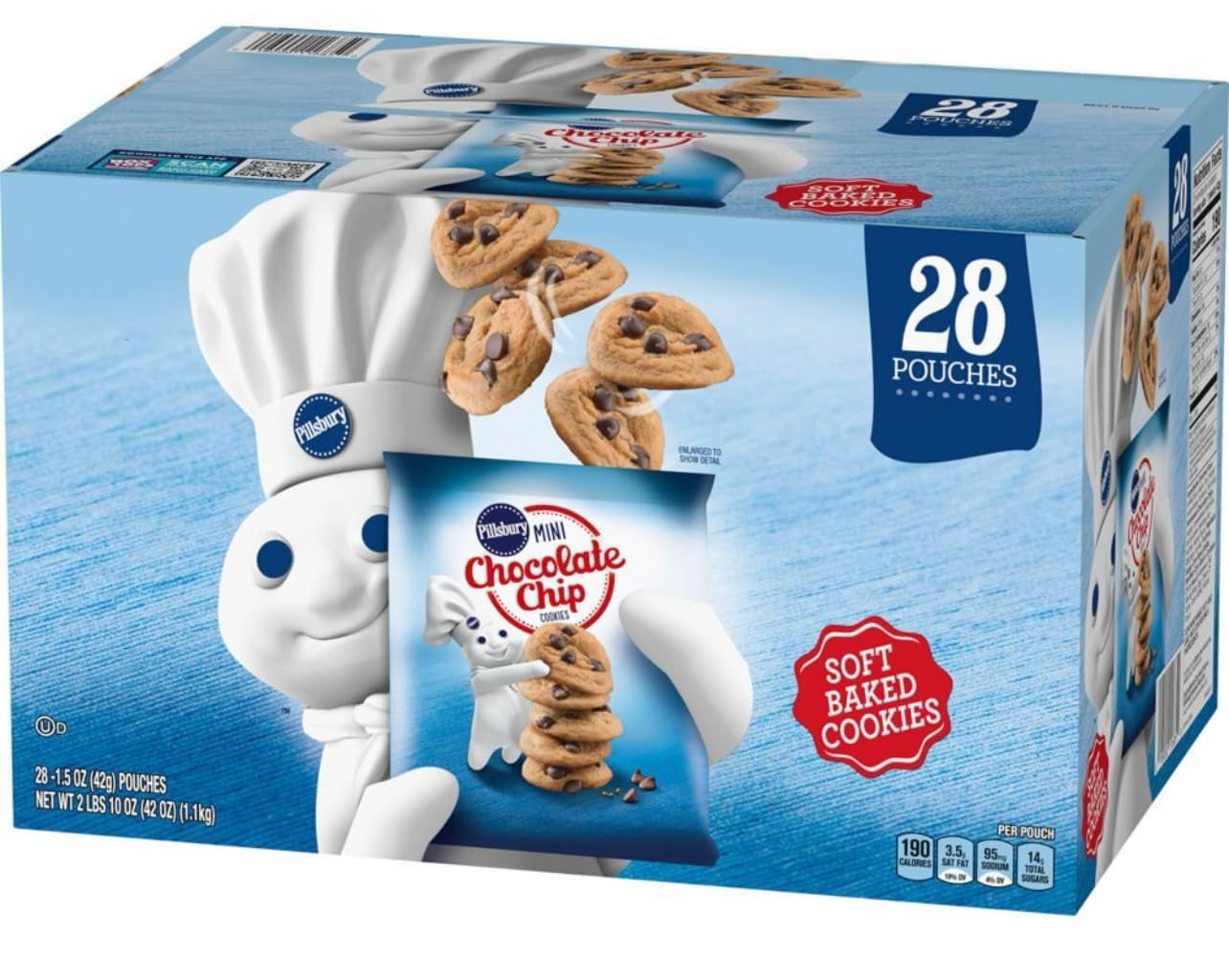 Pilllsbury Soft Mini Chocolate Chip Cookies Pack of 28 each 1.5oz ...
